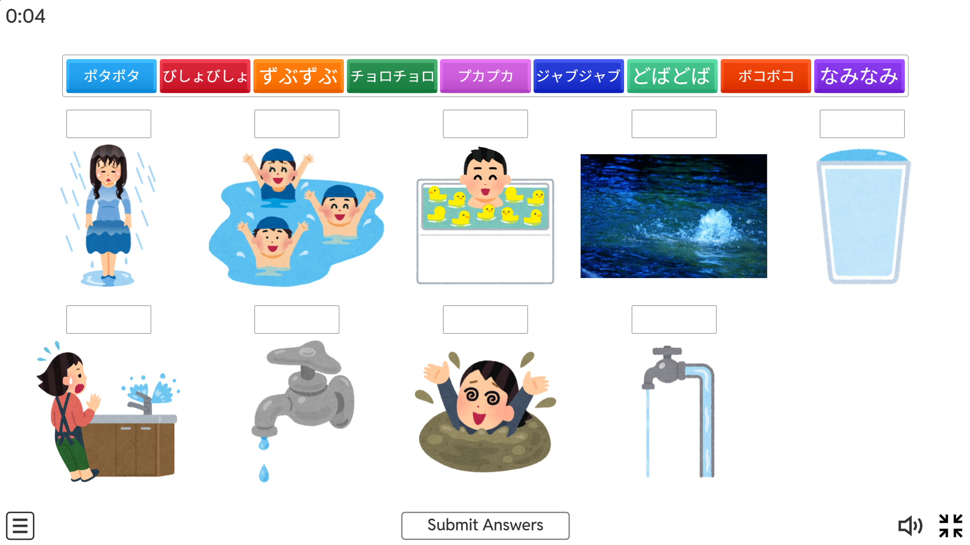 水・液体のオノマトペ